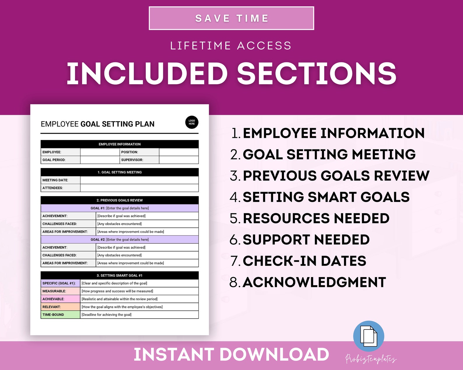 Employee Goal Setting Plan and Review Template, Employee Performance ...