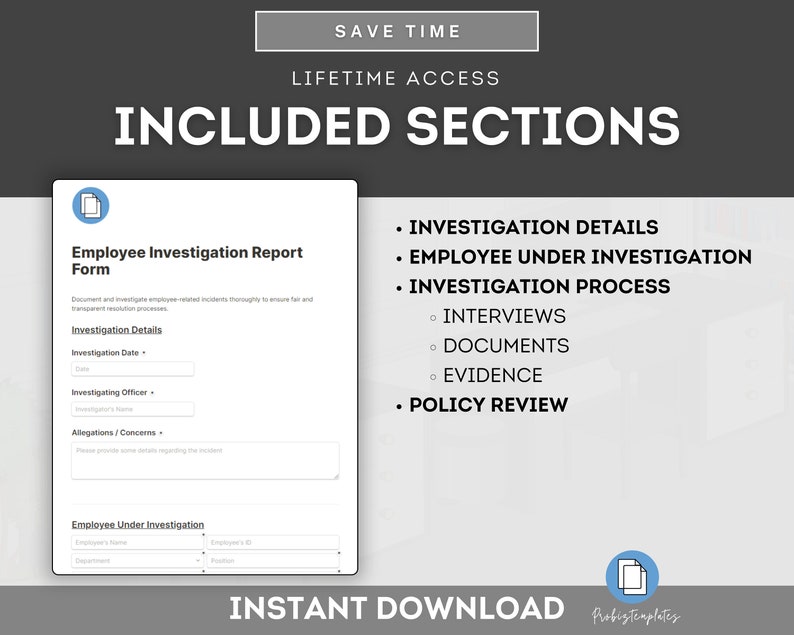 Employee Investigation Online Report Template, Incident Report Form, HR ...