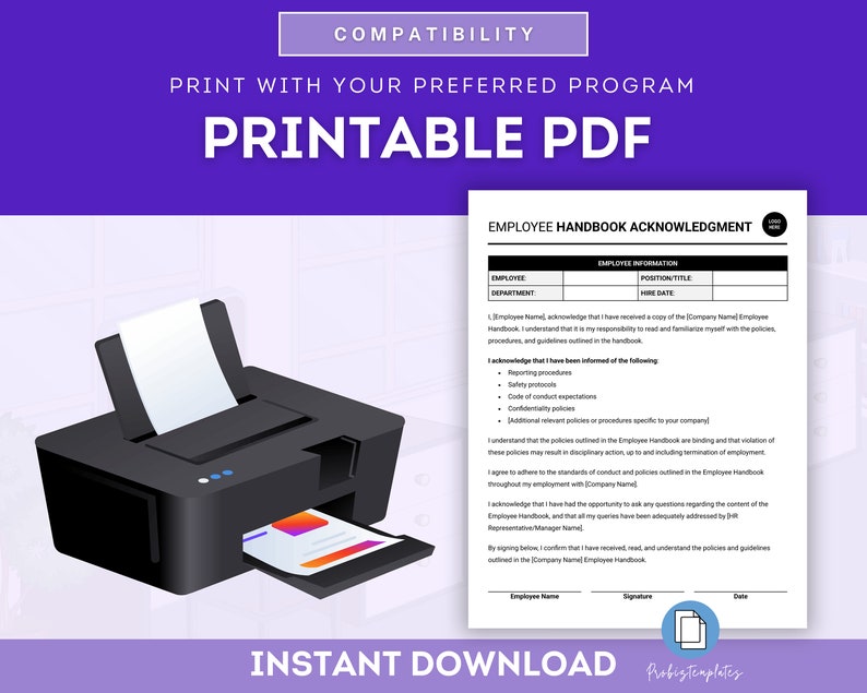 Employee Handbook Acknowledgment Form Template, Employee Handbook ...