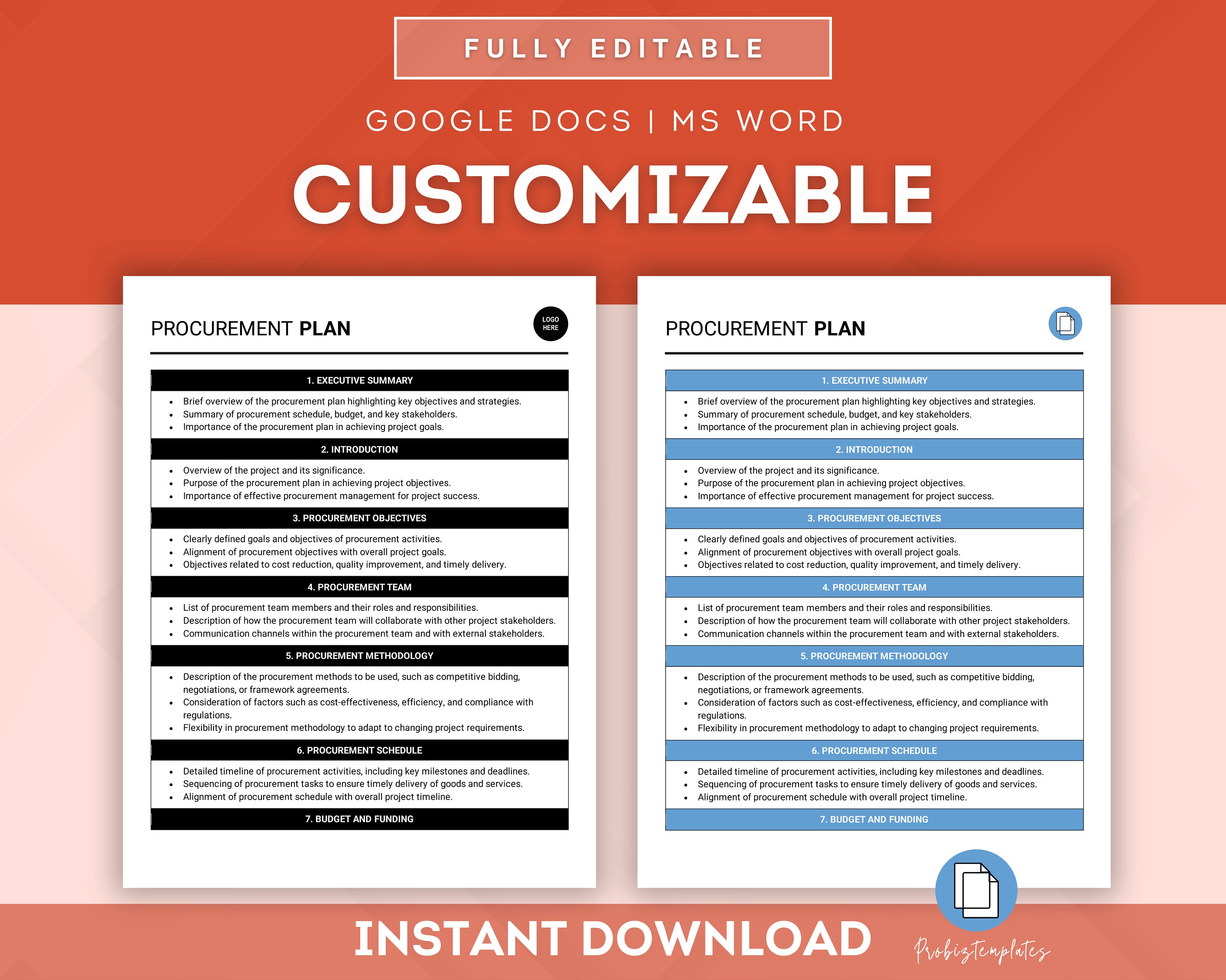 Procurement Plan Template, Procurement Strategy Template, Purchase Plan ...