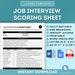Job Interview Scoring Sheet Template, Human Resources Interview ...