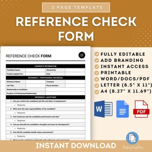 Reference Check Form, Job Reference Check Form, Employment Reference ...