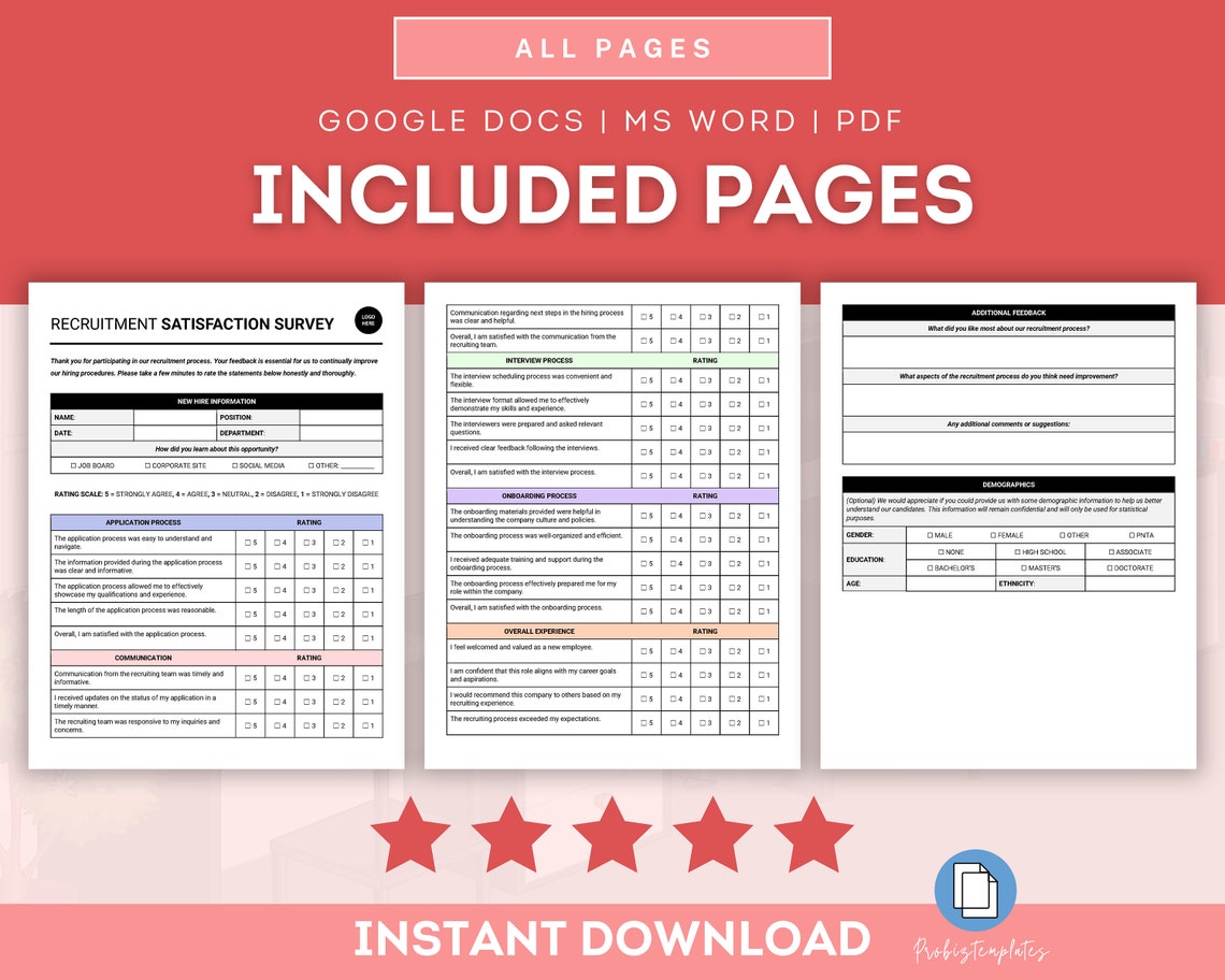 Recruitment Satisfaction Survey Template, Candidate Experience Survey ...