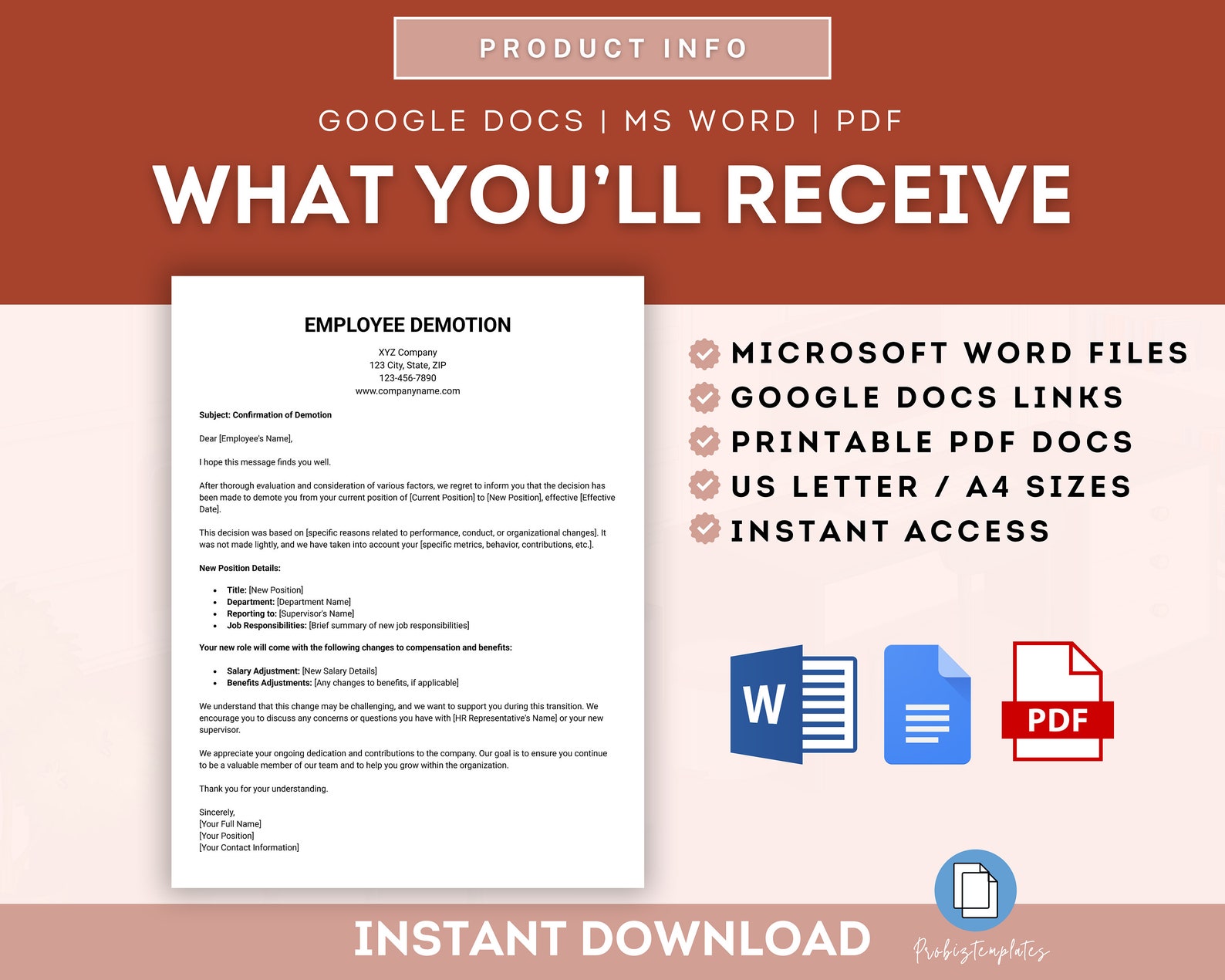 Employee Demotion Letter Template, Job Demotion Notice, Employee Role ...