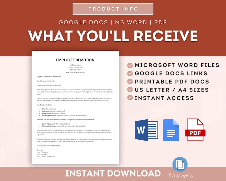 Employee Demotion Letter Template, Job Demotion Notice, Employee Role ...