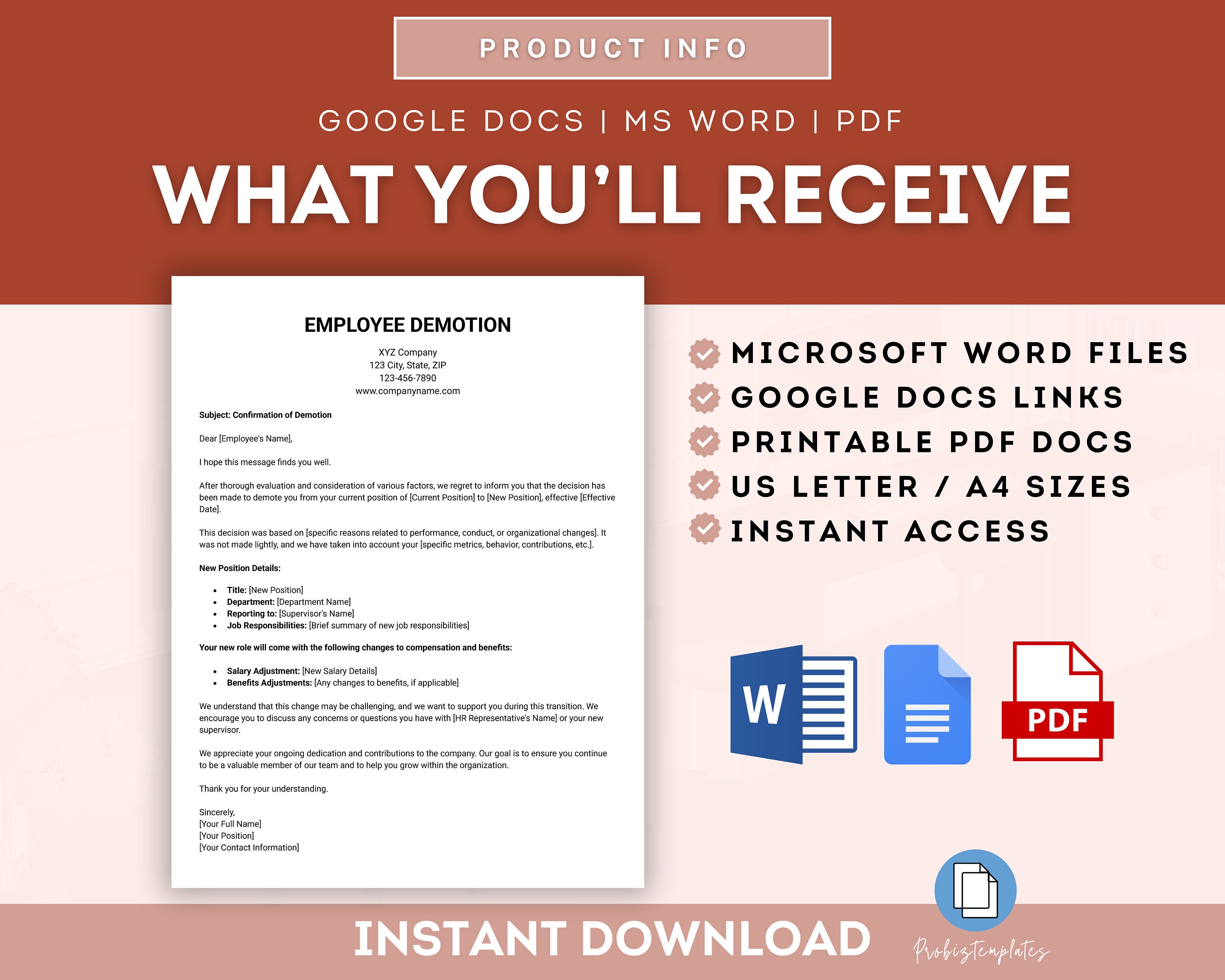 Employee Demotion Letter Template, Job Demotion Notice, Employee Role ...