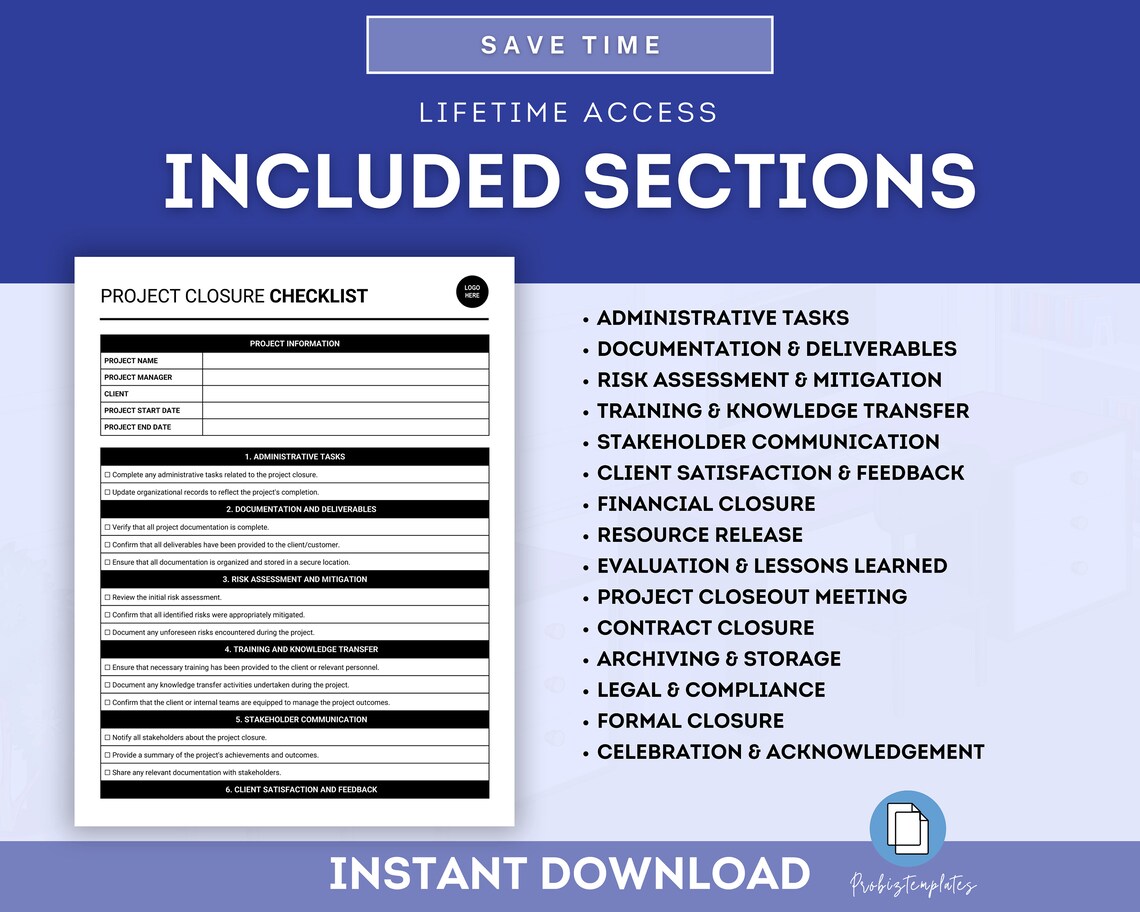 Project Closure Checklist, Project Completion Form, End-of-project Checklist, Task Closure ...