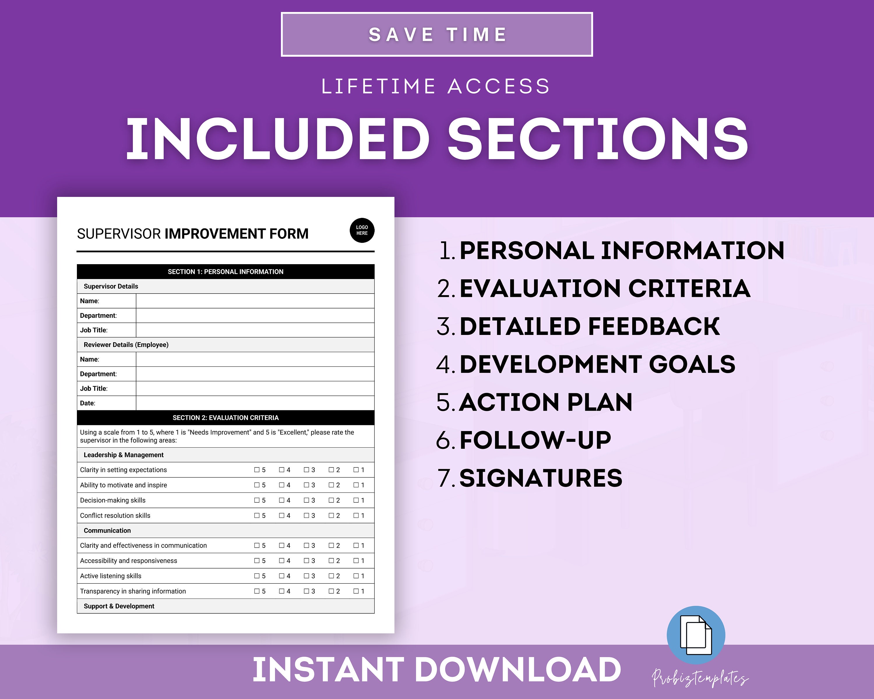 Supervisor Improvement Form, Manager Performance Review, Supervisor ...