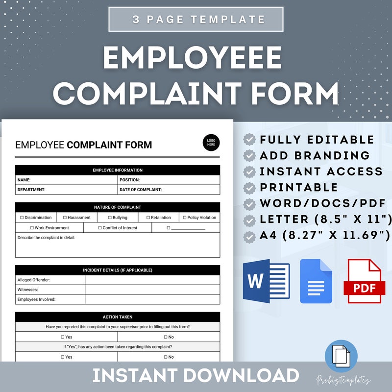Employee Complaint Form - Etsy