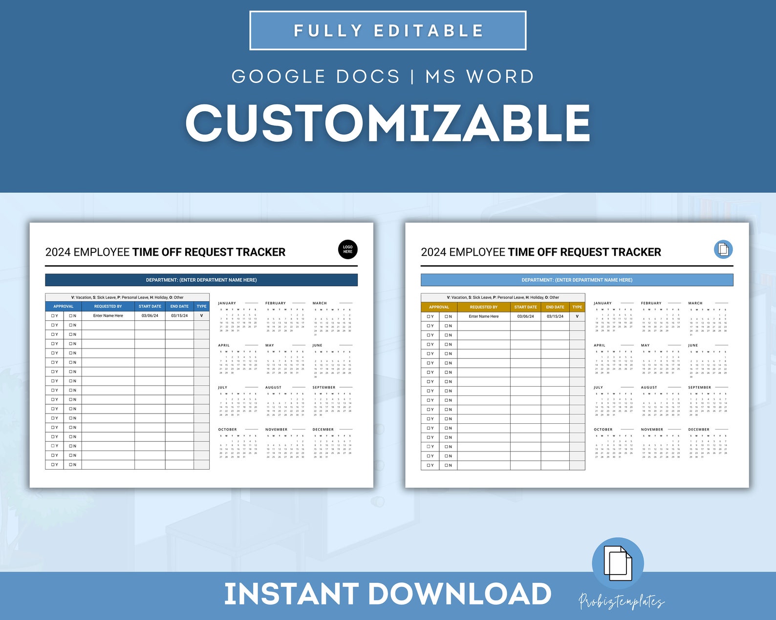 Employee Time off Request Tracker 2024 Template, Staff Leave Management ...
