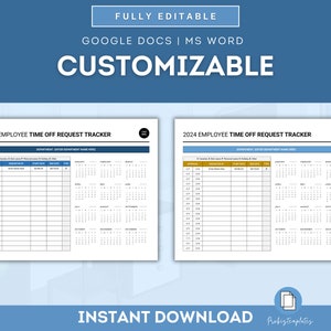 Employee Time off Request Tracker 2024 Template, Staff Leave Management ...