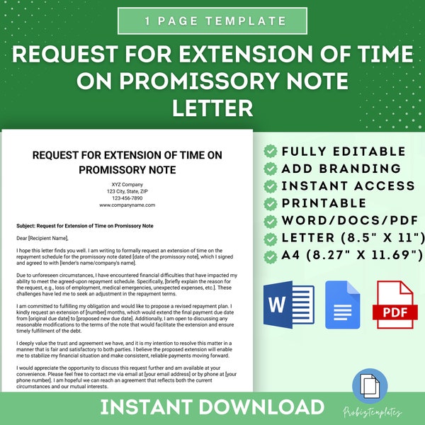 Promissory Note Template - Etsy
