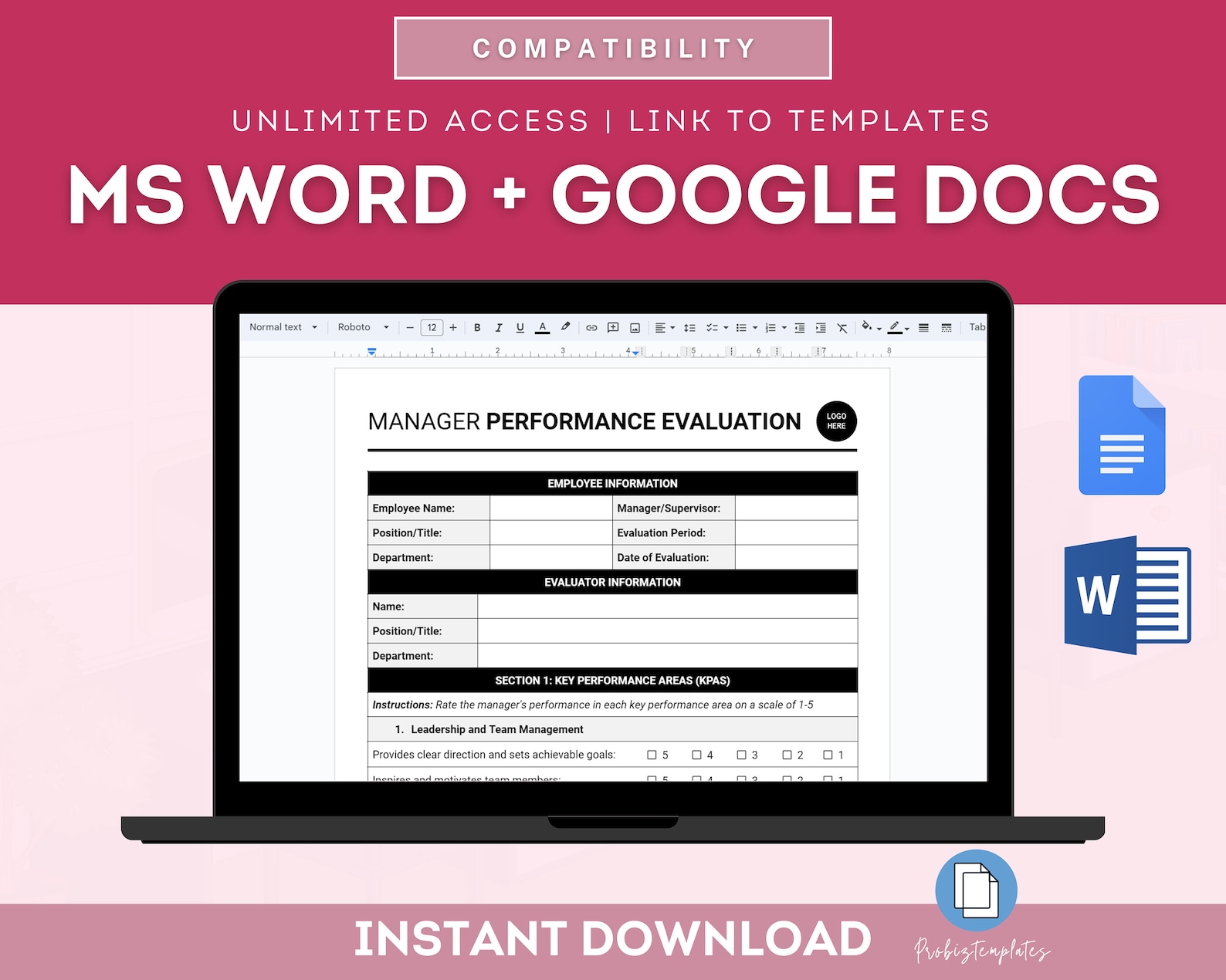 Manager Performance Evaluation Form Template, Management Evaluation ...