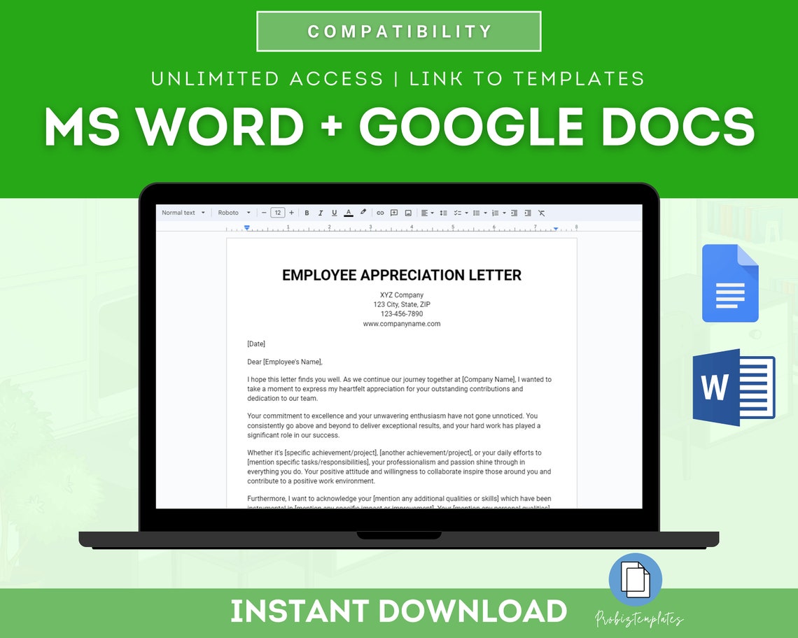 Employee Appreciation Letter, Staff Recognition Letter, Employee ...