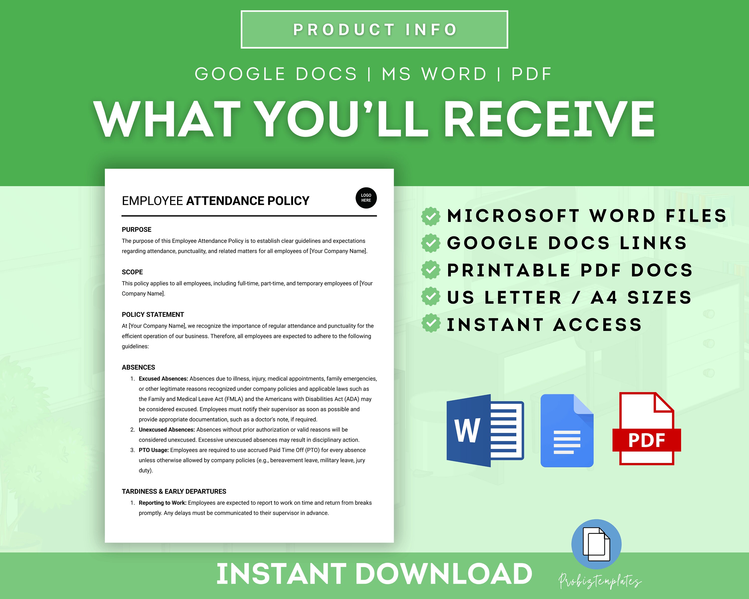 Employee Attendance Policy Template, Staff Attendance Policy, Work ...