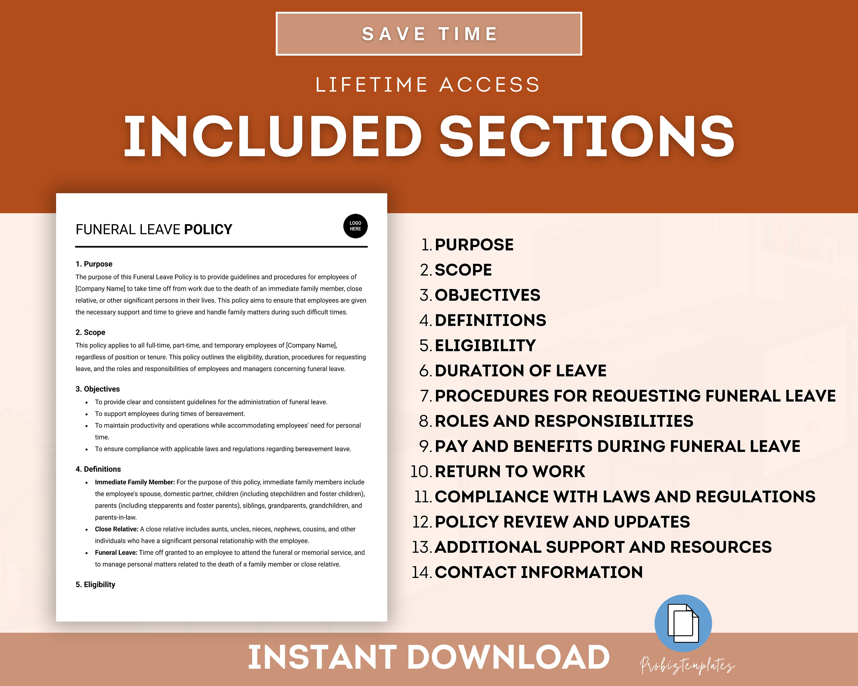 Funeral Leave Policy Template, Bereavement Leave Policy, Employee ...