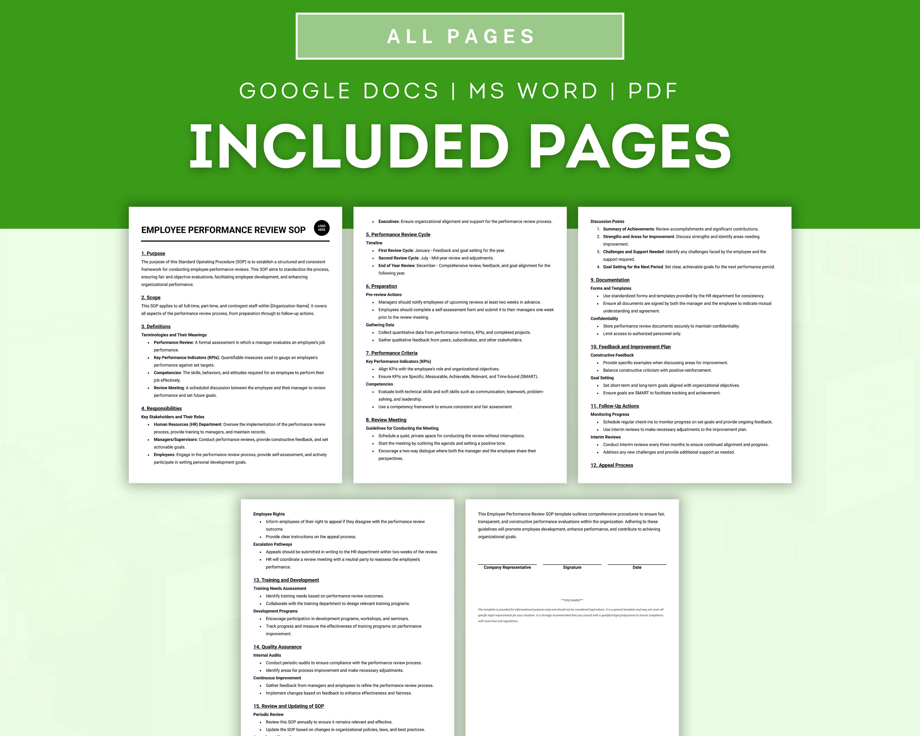 Employee Performance Review SOP Template, Standard Operating Procedure ...