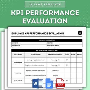 Employee KPI Performance Evaluation Form Template, Performance Metrics ...