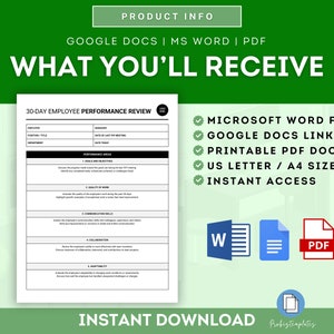 Employee 30-day Performance Review Template, Employee Evaluation Form ...