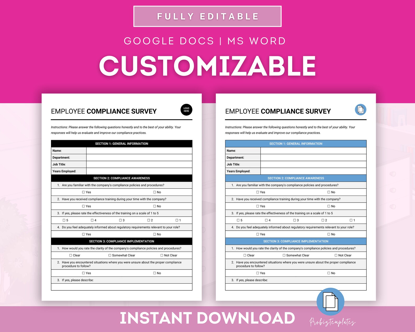 Employee Compliance Survey Template, Employee Policy Compliance Survey ...