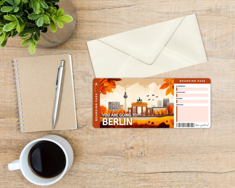 Printable Berlin Surprise Gift Ticket, Editable Germany Boarding Pass ...