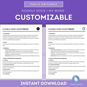 Flexible Work Hours Policy Template, Adaptive Work Schedule Policy ...