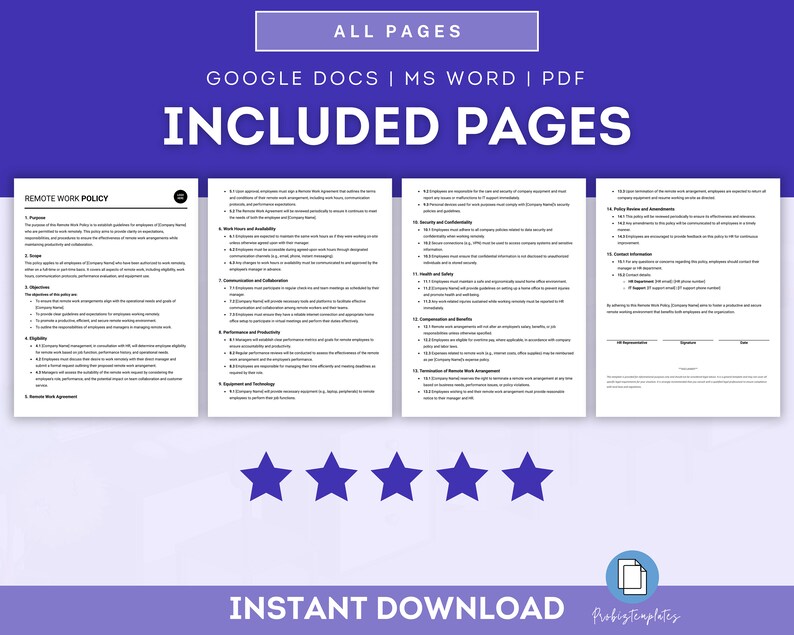 Remote Work Policy Template, Employee Remote Work Policy, Work From ...