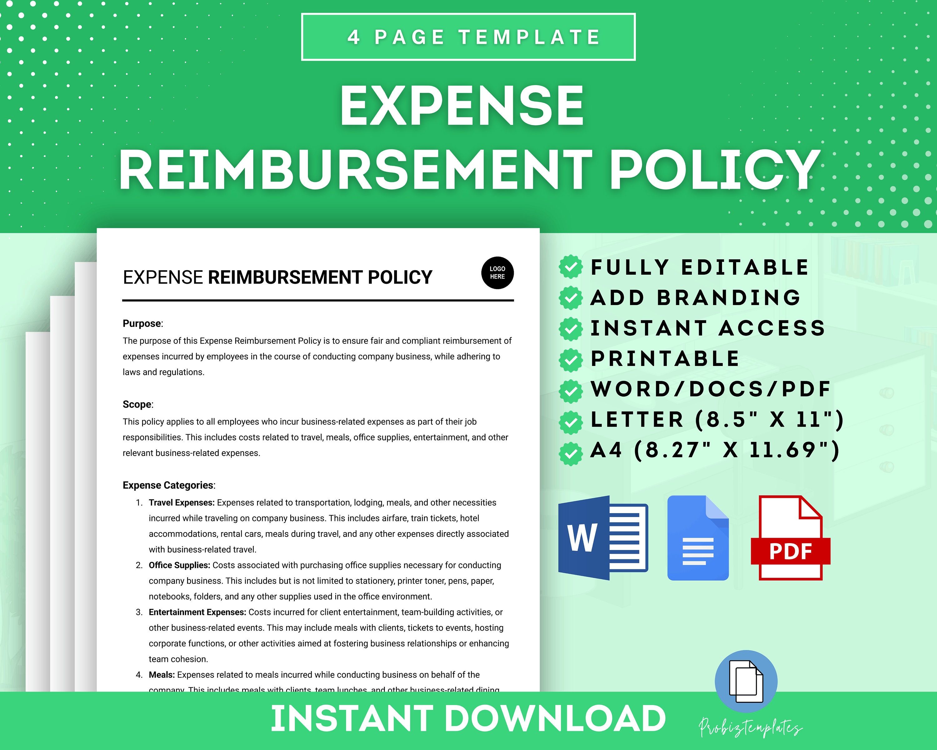 Employee Expense Reimbursement Policy Template, Employee Reimbursement ...