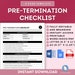 Pre-termination Checklist, Employee Termination Checklist, Employment ...