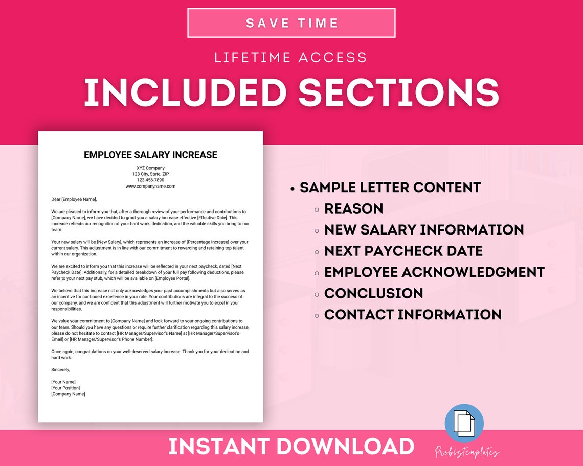 Salary Increase Letter Template, Pay Raise Announcement Letter, Salary ...