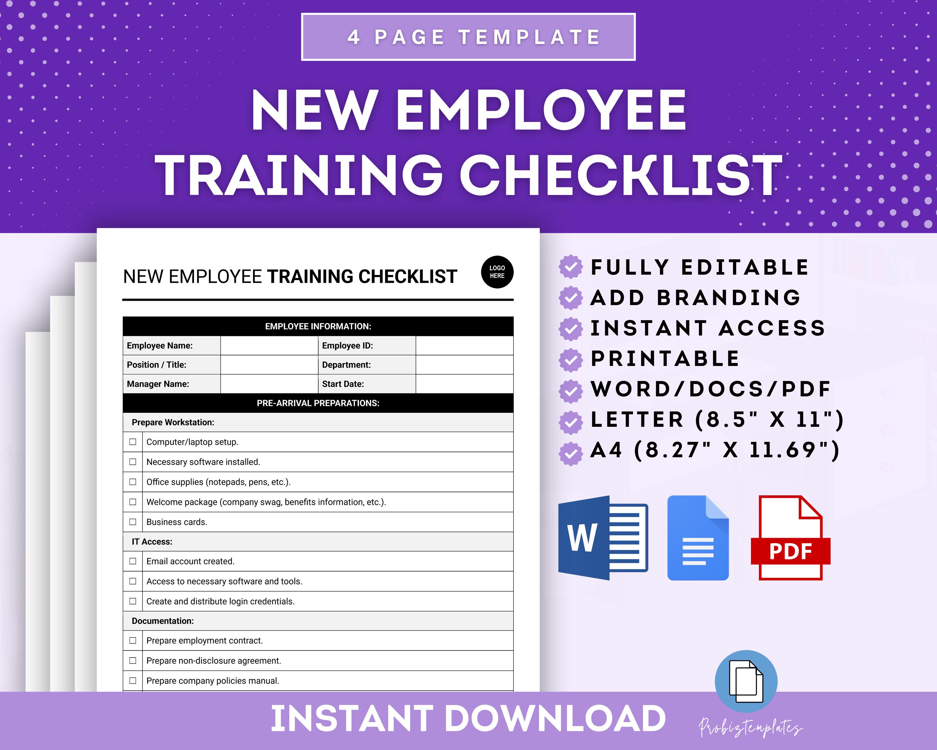 New Employee Training Checklist, Onboarding Training Checklist ...