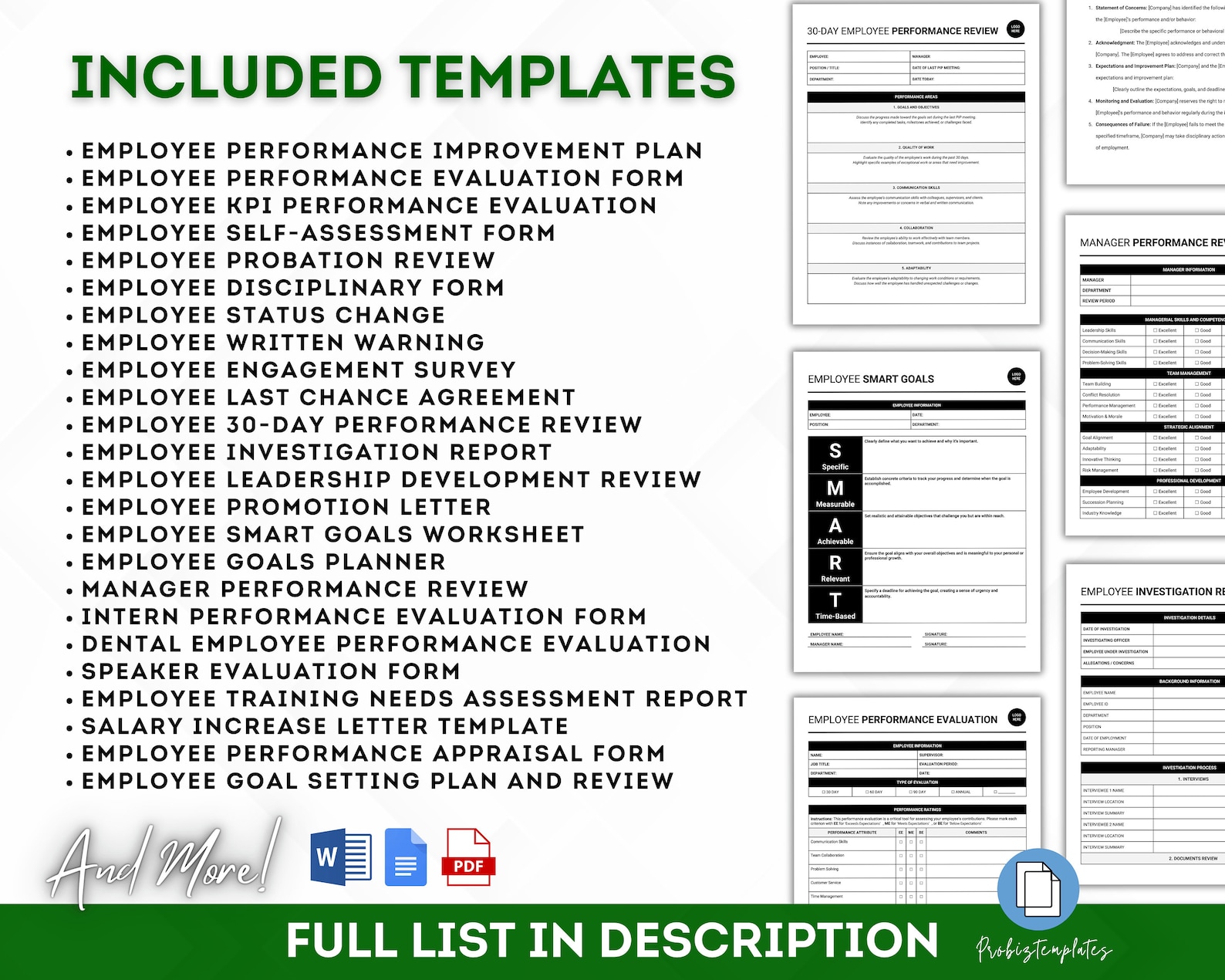 Employee Performance Bundle, Performance Review, Improvement Plan, PIP ...