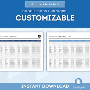Employee List Template, Employee Directory, Staff Roster Template ...