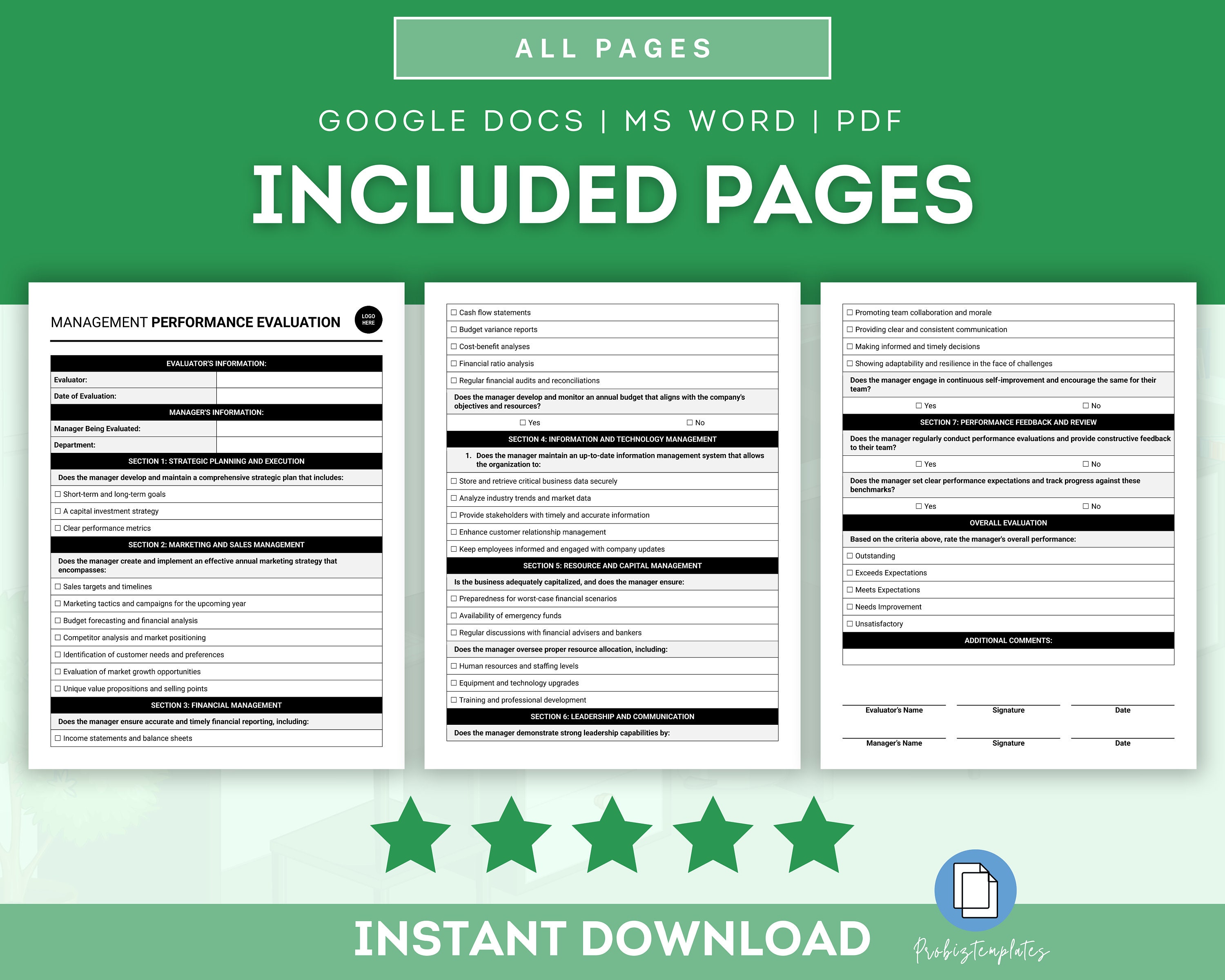 Management Performance Evaluation Form Template, Leadership Evaluation ... Management Performance Evaluation Form Template, Leadership Evaluation ...