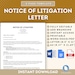 Notice of Litigation Letter, Litigation Notice Template, Legal Action ...
