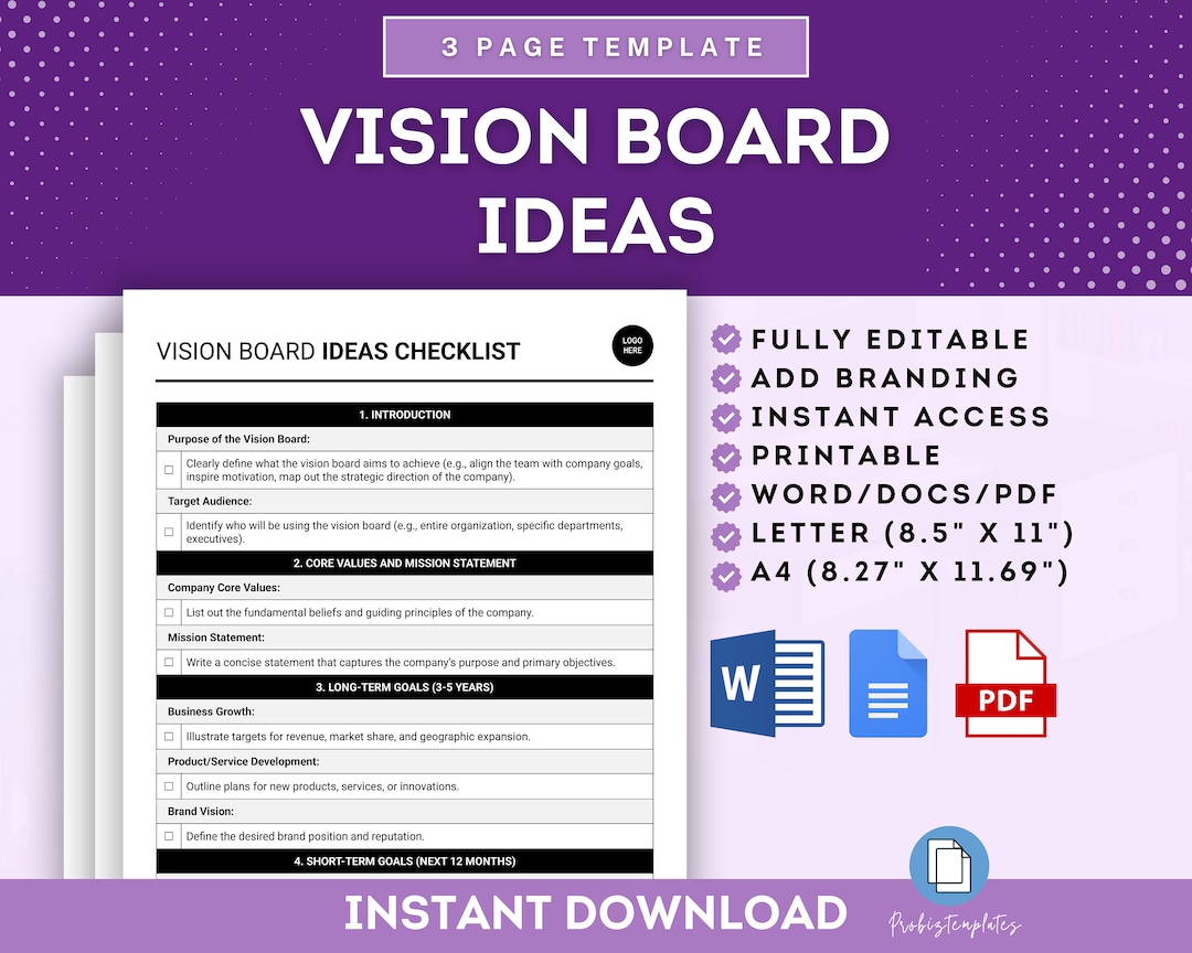 Vision Board Ideas Checklist, Creative Vision Board Concepts, Vision ...