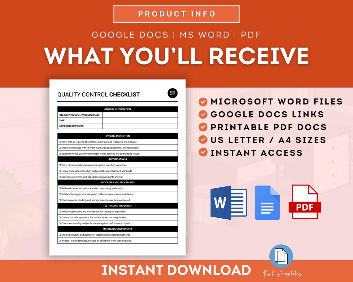 Quality Control Checklist Template, Quality Assurance Checklist Form ...