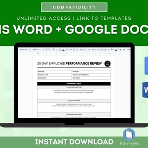 Employee 30-day Performance Review Template, Employee Evaluation Form ...