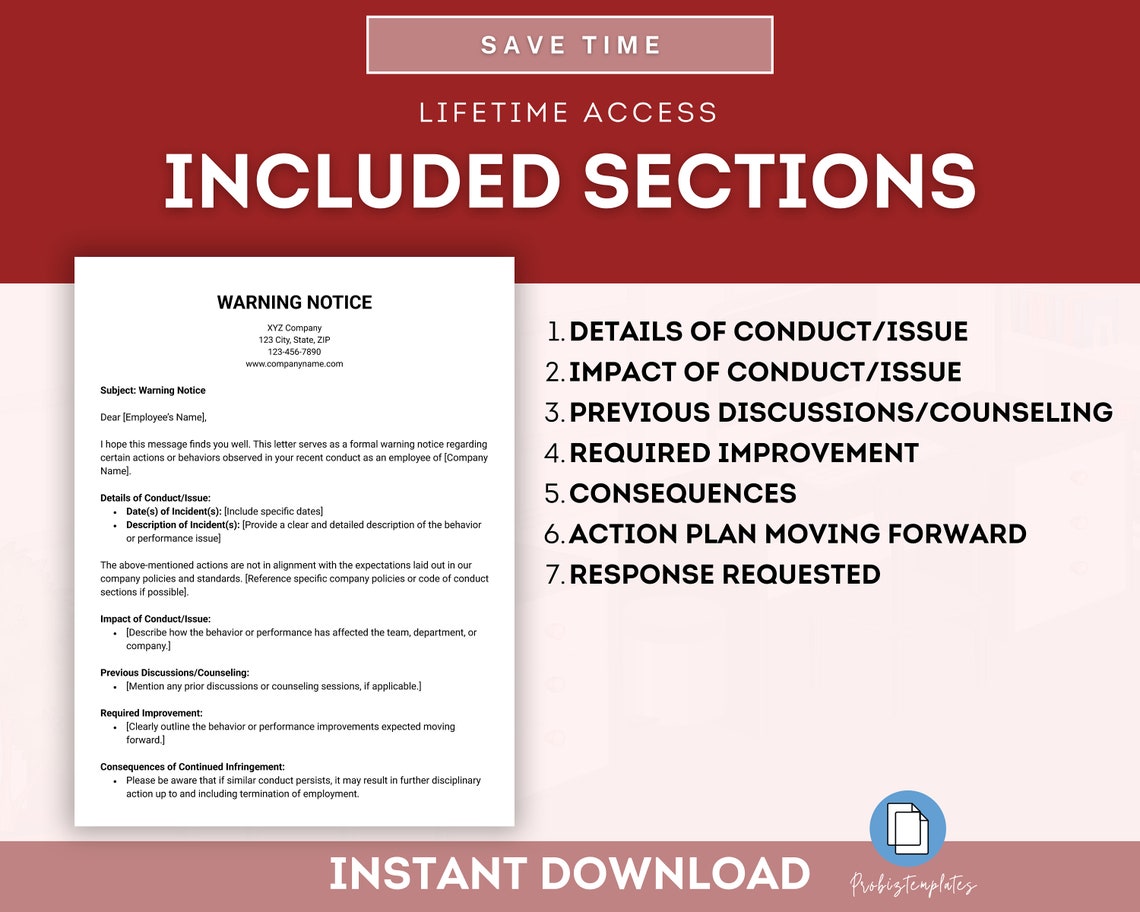 Warning Notice Letter Template, Employee Warning Letter, Disciplinary ...