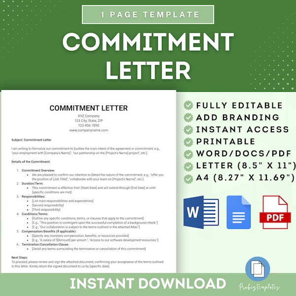 Formal Letter Template - Etsy