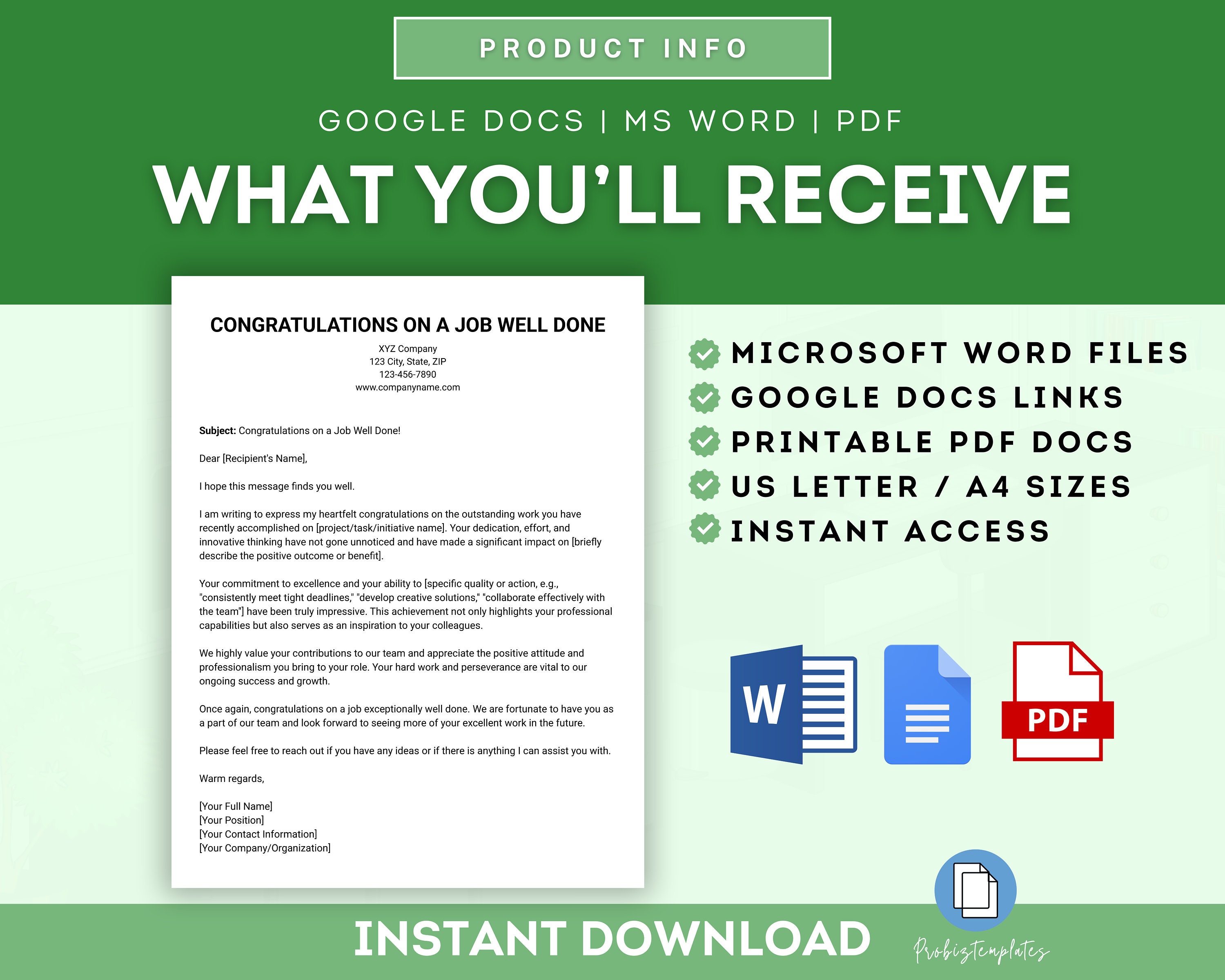 Congratulations on A Job Well Done Letter, Employee Achievement ...
