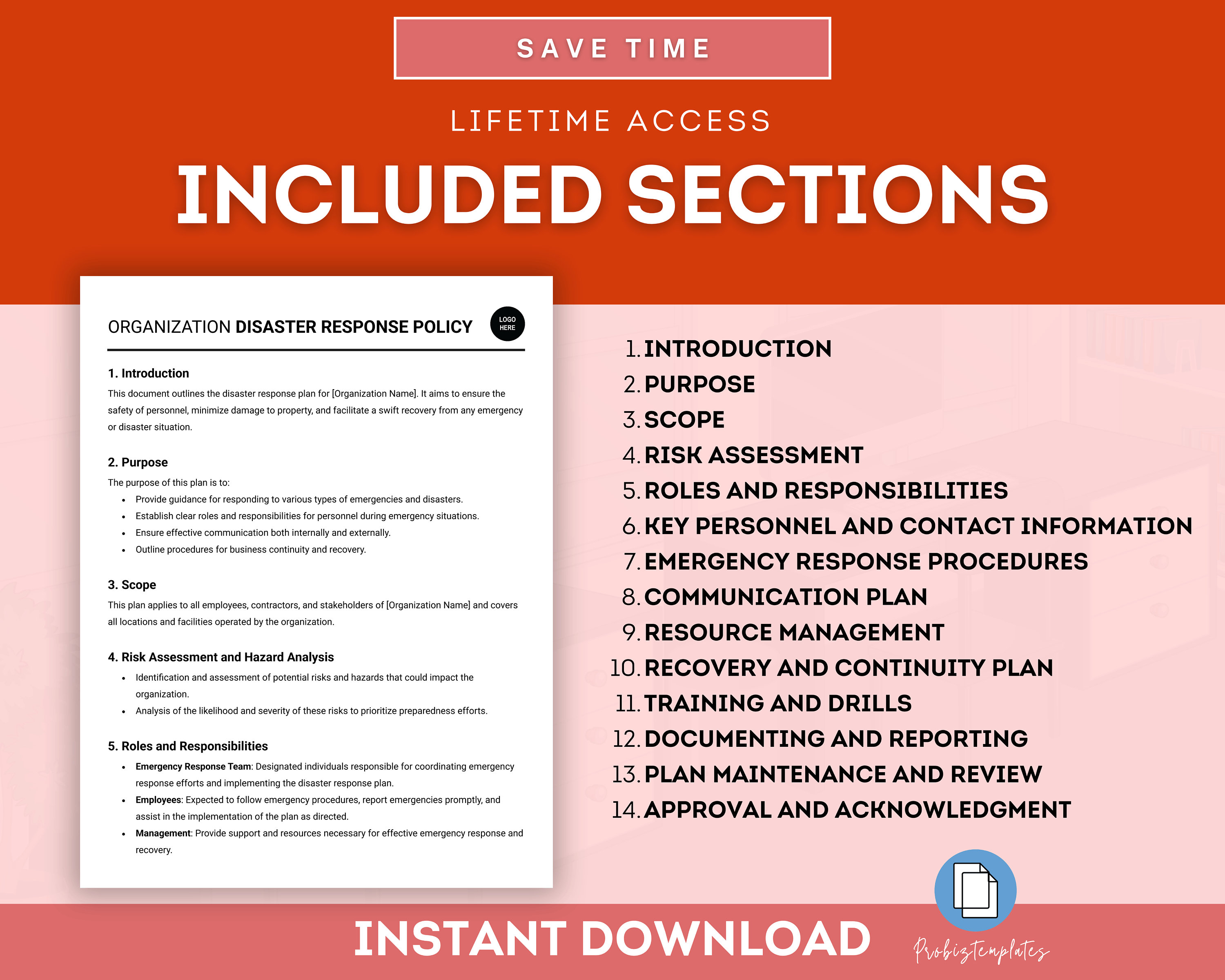 Organization Disaster Response Plan Template, Emergency Response Plan ...