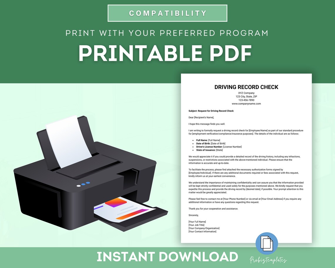 Driving Record Check Template, Employee Driving Record Verification ...