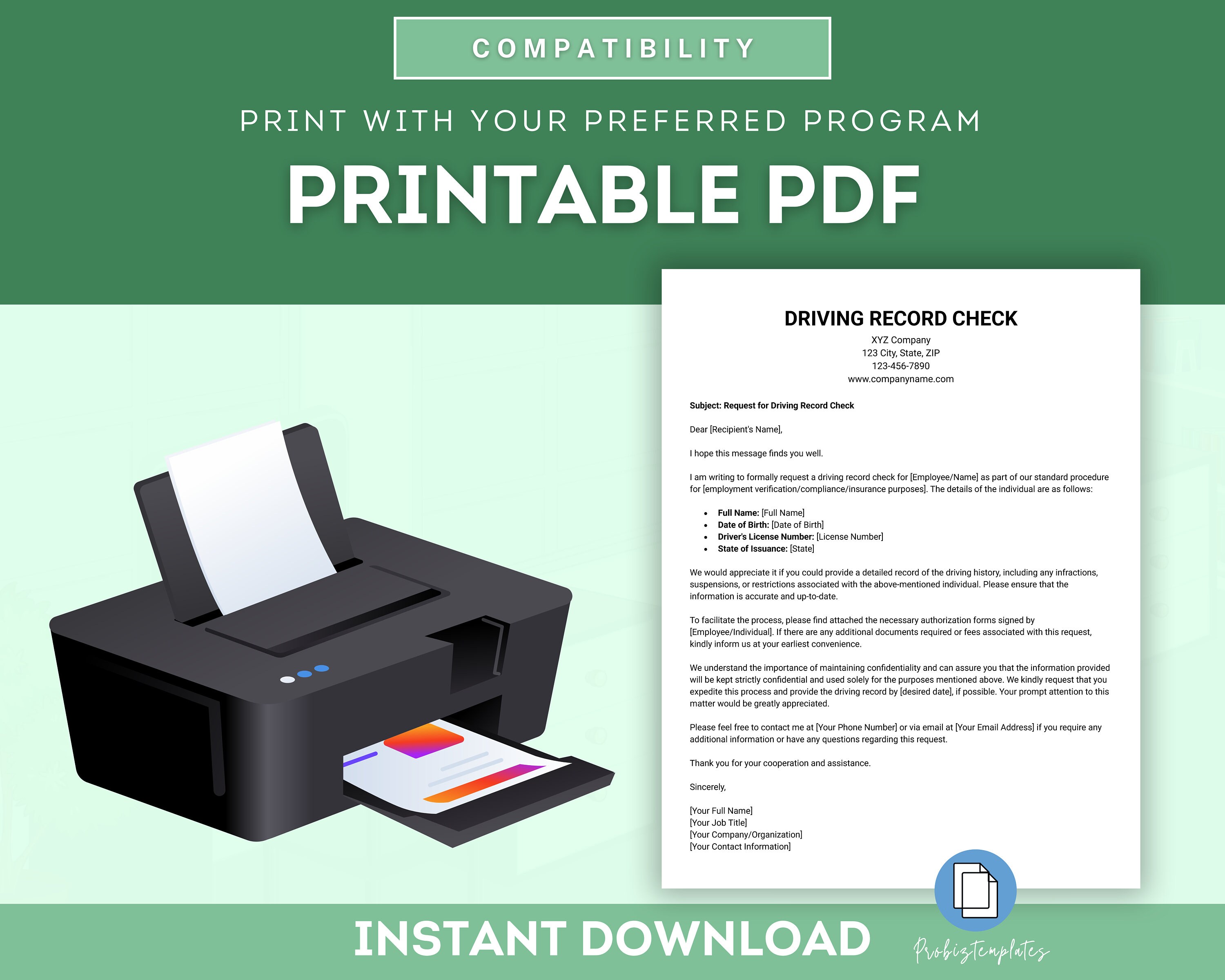 Driving Record Check Template, Employee Driving Record Verification ...