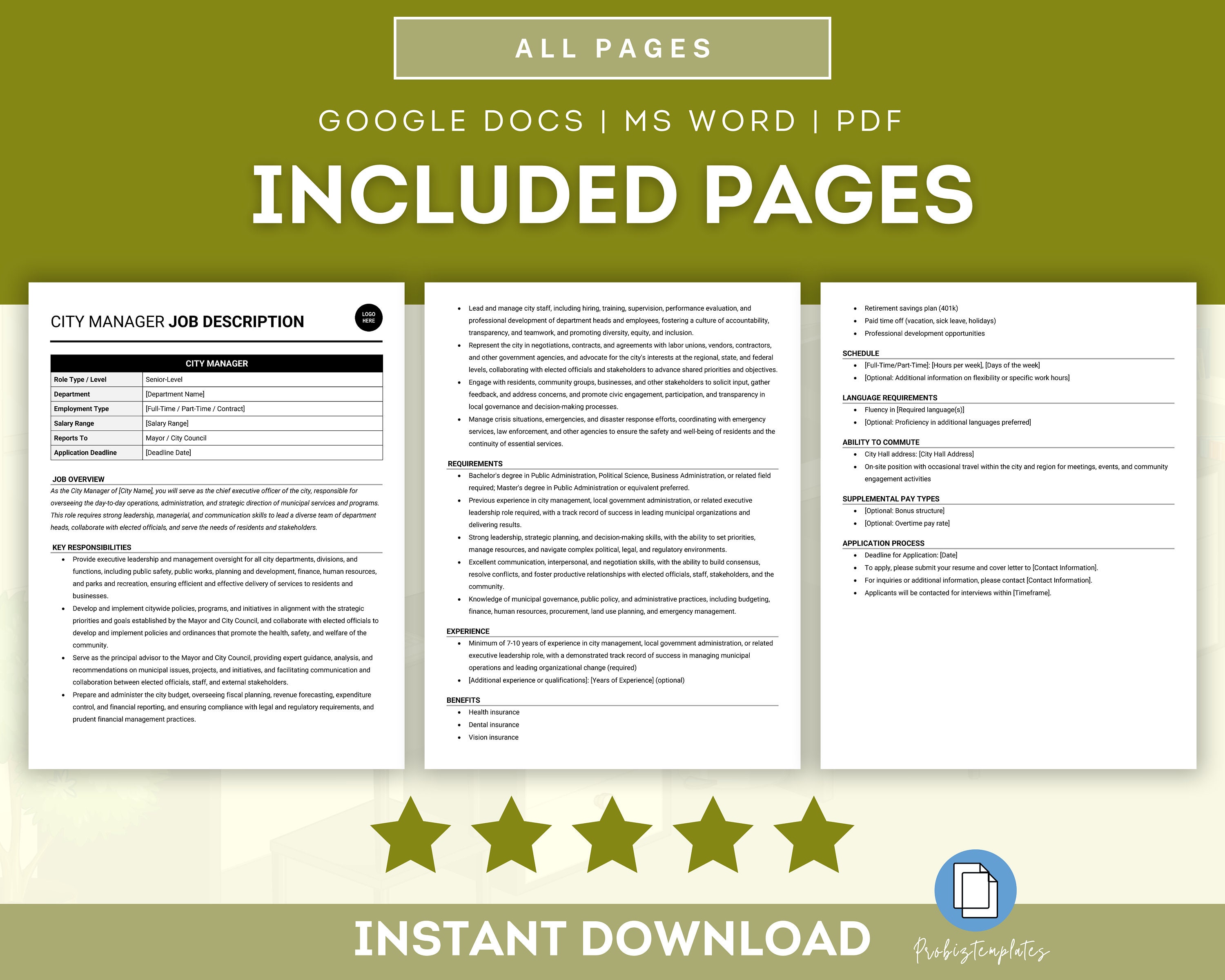 City Manager Job Description Template, Municipal Manager ...