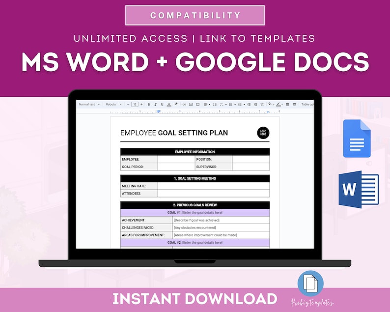 Employee Goal Setting Plan and Review Template, Employee Performance ...