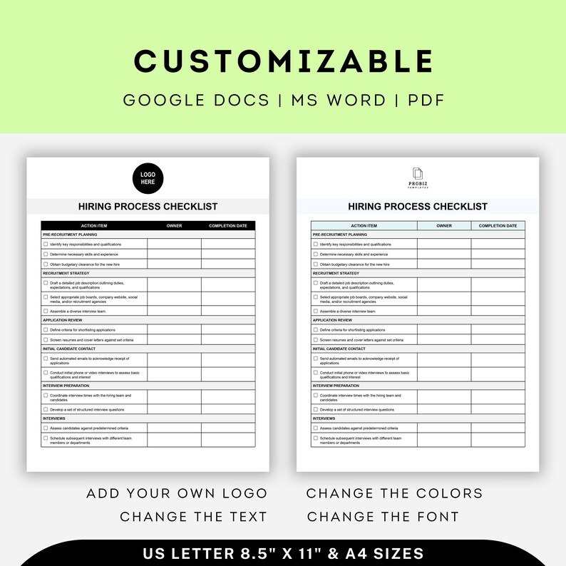 Hiring Process Checklist Template Employee Recruitment - Etsy Hiring Process Checklist Template Employee Recruitment - Etsy