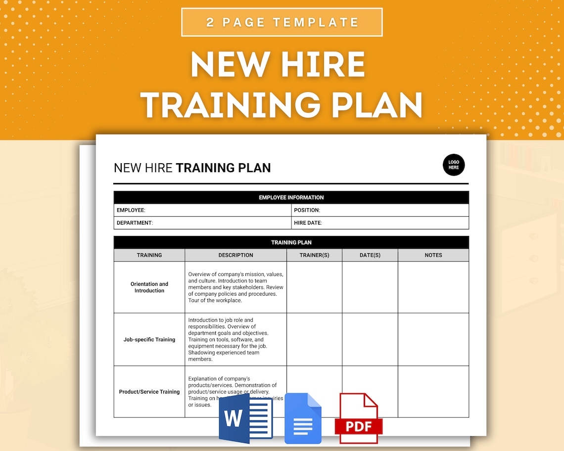 New Hire Training Plan, Employee Orientation Guide, Employee Onboarding ...