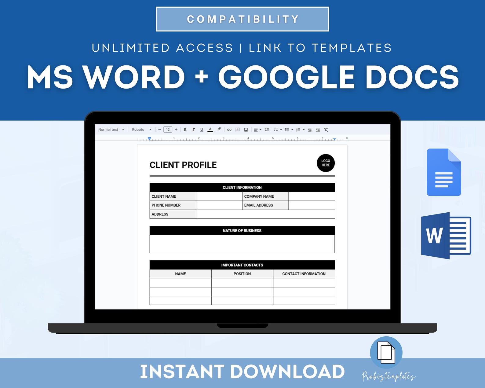 Client Profile Template, Customizable Customer Information Card Form ...