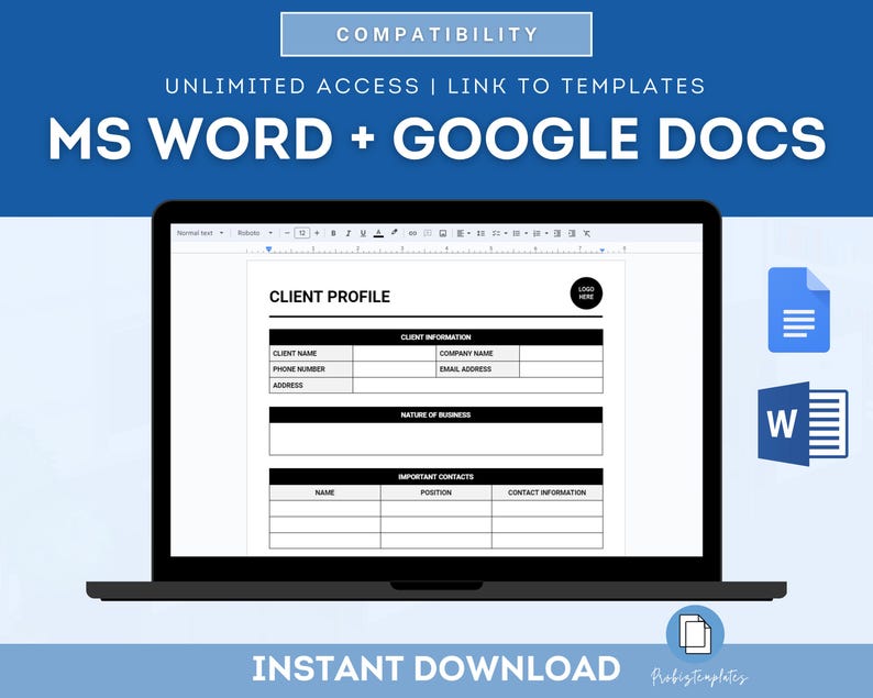 Client Profile Template, Customizable Customer Information Card Form ...